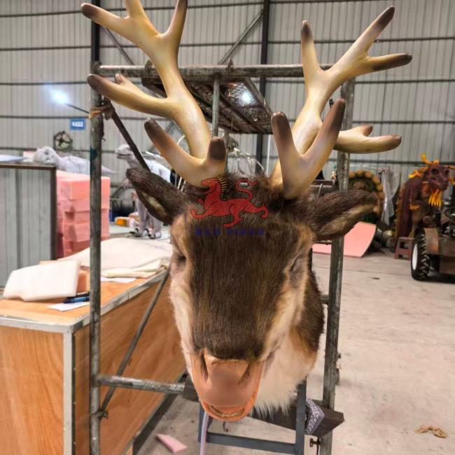 Realistic Singing Reindeer Head side view