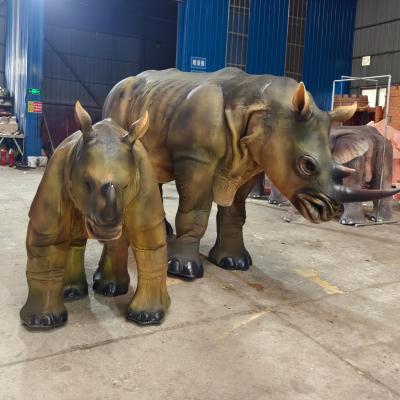 China Customized Performance Realistic Animatronic Rhinoceros Costume Animal Double Person Suit for sale