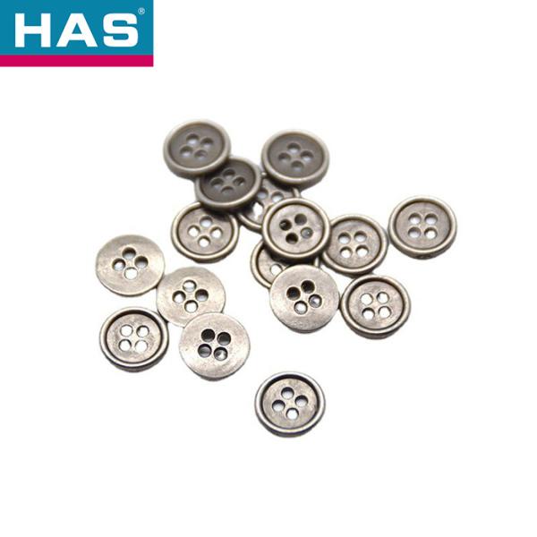 Quality 18L 4 Hole Metal Button Ant silver Metal Shirt Buttons Round Thin Edged for sale