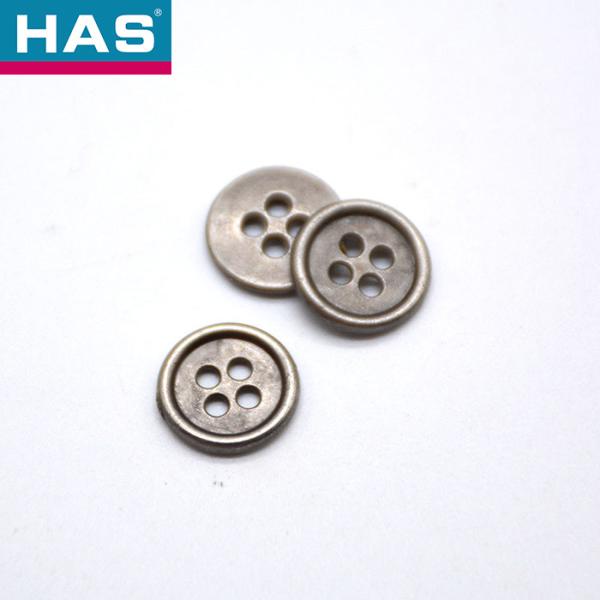 Quality 18L 4 Hole Metal Button Ant silver Metal Shirt Buttons Round Thin Edged for sale