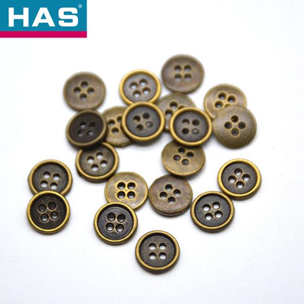 Quality 18L 4 Hole Metal Button Ant silver Metal Shirt Buttons Round Thin Edged for sale