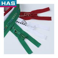Quality High Quality 60cm Open End Rhinestone Zipper Crystal Custom Resin Zipper Color for sale