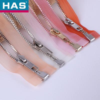 China HAS #5 Sheer Zippers With Keyring Pulls For Fashion DIY Projects for sale