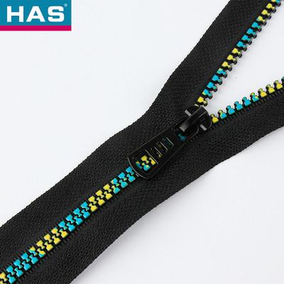 China Kunststoff-Zipper mit koreanischem Doppel-Farben-Design, Klebeharz, für Jeansjacken, jede Länge und offenes Ende zu verkaufen