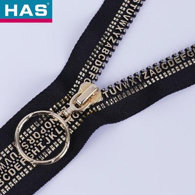 China Leichter offener Tail-Harz-Reißverschluss mit runder Legierungsring, goldbeschichtet, für Kleidung und Hosen Muster zu verkaufen