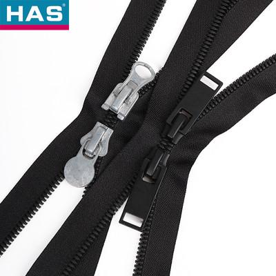 China Tape Polyester Dubbele Trekker Resin Rits Met Maïstandjes En Dubbele Opening Staart Aanpassing Aangepast Logo En Kleur Te koop