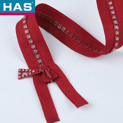 Quality Custom Colorful Diamond / Rhinestone Open-end Plastic Zippers Accessories for sale