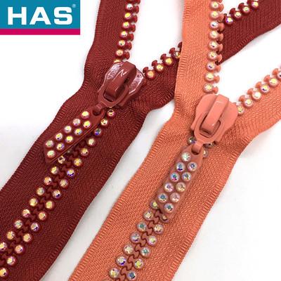 Quality Custom Colorful Diamond / Rhinestone Open-end Plastic Zippers Accessories for sale