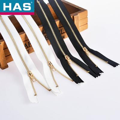 중국 #5 메탈릭 마감 지퍼 부드러운 황동 지퍼 화이트 의류용 판매용