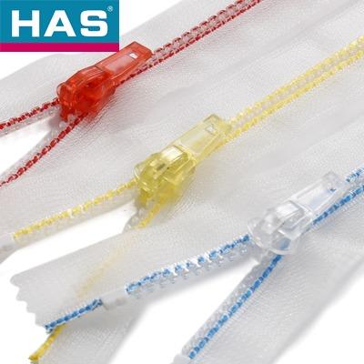 중국 # 5 청색 樹脂 지퍼와 투명한 플라스틱 스트립 패키지 의류 또는 가방을 위해 판매용