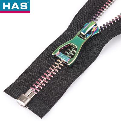 중국 의류 필수 컬러 그라데이션 구리 이빨 금속 지퍼 (오픈 테일) 재질: 황동 판매용