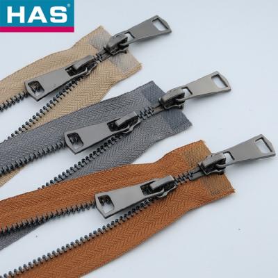 中国 #5 ダブルオープンエンドファスナー カスタム ブラックニッケル 真鍮メタルファスナー 販売のため