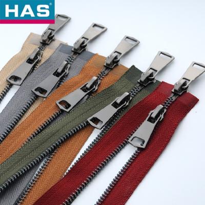 중국 #5 양쪽 열림 지퍼 맞춤형 블랙 니켈 황동 금속 지퍼 판매용