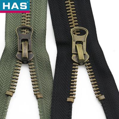 중국 #8 금속 구리 지퍼 두 가지 방식 자동 잠금 옷 또는 가방을위한 이중 슬라이더 판매용