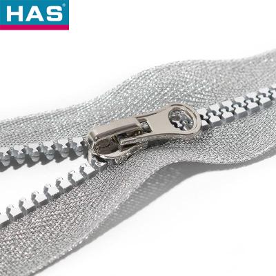 China #3 Plastic Zipper with Open-end and Silver Tank Rubber Teeth For Home Textile for sale