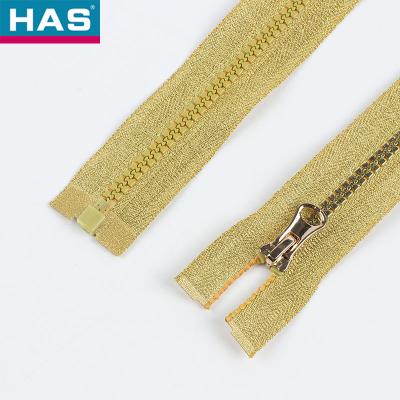 China #5 Vislon Zipper with Open-end and special gold and silver rubber teeth for Luggage for sale