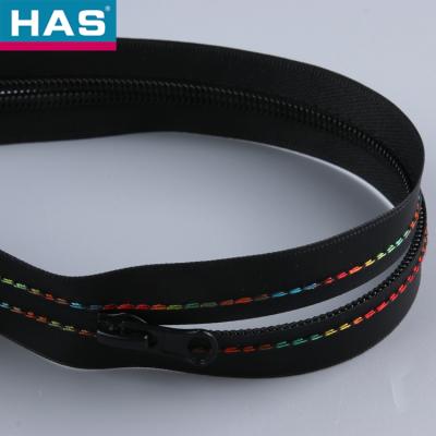 Cina # 5 Zipper impermeabile con apertura e doppia striscia doppio filo di colore zipper per abbigliamento in vendita