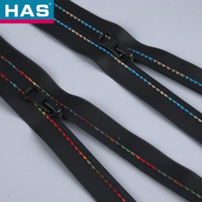 Cina # 5 Zipper impermeabile con apertura e doppia striscia doppio filo di colore zipper per abbigliamento in vendita