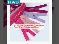 Op maat gemaakte kleurrijke diamanten/rhinestone open plastic rits en accessoires