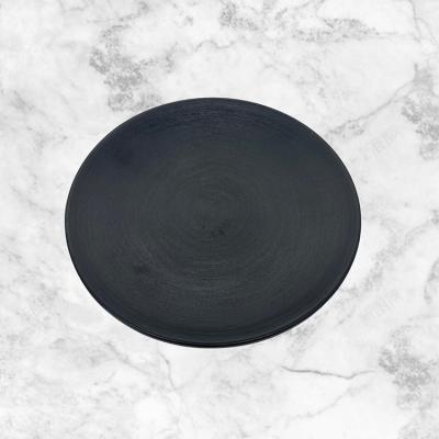 中国 カフェテリアの黒いメラミン サラダ プレートの耐久の模造磁器 販売のため