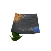 China Matte Black Beach Melamine Plates Square Dinnerware Anti Scratch for sale