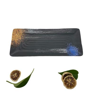 Cina 10,5» padellami Matte Black Rectangle Shape Plate della melammina del ristorante in vendita