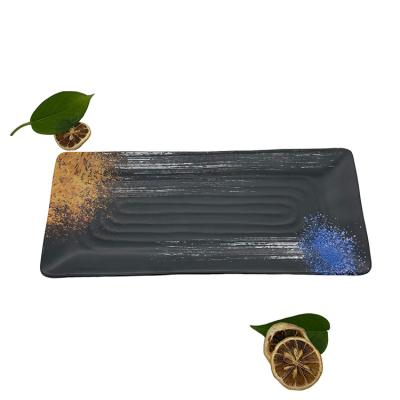 China De Rechthoek van de restaurantmelamine plateert Vlotte Melamine Matte Black Dinner Plates Te koop
