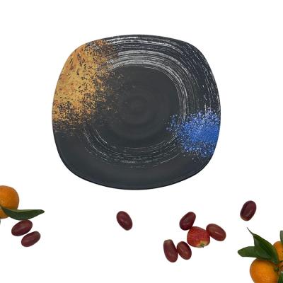 China 10.8'' Restaurant Square Melamine Dinner Plates Dinnerware Galaxy Pattern for sale