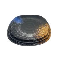 China 10.8'' Restaurant Square Melamine Dinner Plates Dinnerware Galaxy Pattern for sale
