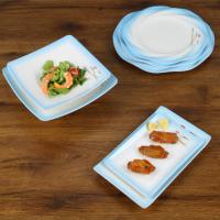 China Blue Melamine Dinner Plates With Pattern In Two Colors Dishware Safe Ceramic Finish for sale