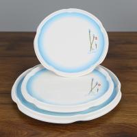 China Blue Melamine Dinner Plates With Pattern In Two Colors Dishware Safe Ceramic Finish for sale