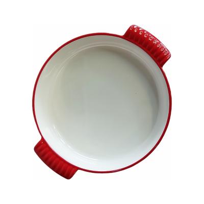 Cina Restaurant Dinnerware Serving 10inch Cheap Bulk White Melamine Deep Plate Casserole With Handle in vendita