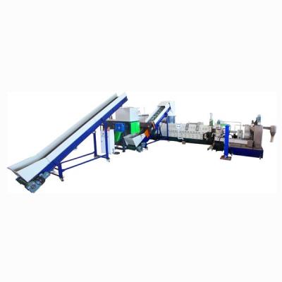 China Máquina de reciclagem de pelletização de plástico horizontal de dois estágios com compactador for sale