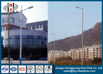 China 10m 15m Polygon Outdoor Street Light Pole Galvanization Steel Double Arms for sale