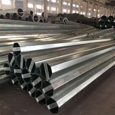 China Tapered Gr65 Steel Power Pole 10KV - 500KV Electrical Power Pole Transmission Line Pole for sale