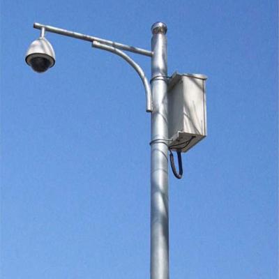 China Hot-dip Galvanized and Powder Coated CCTV Camera Pole with 120 Km/h Wind Resistance for Security Surveillance for sale