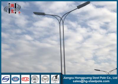 China Anti - Rust Tapered RAL Parking Lot Led Light Poles Powder Coated Double Arm for sale