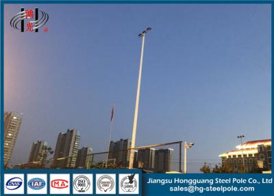 China Hop Dip Galvanized High Mast Light Pole With Template And Bracket , Long Life for sale