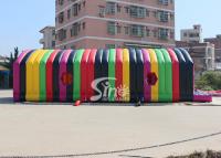 China 13x6m Rainbow Stone Hop Inflatable Obstacle Course for 5K Mud Run Race for sale