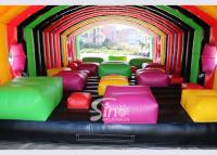 China 13x6m Rainbow Stone Hop Inflatable Obstacle Course for 5K Mud Run Race for sale