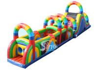 China 21m Long Colorful Children Boot Camp Inflatable Interactive Obstacle Course Game for sale