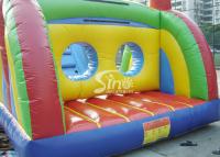 China 21m Long Colorful Children Boot Camp Inflatable Interactive Obstacle Course Game for sale