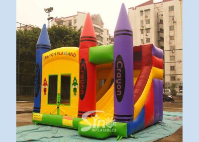 China Het hete commerciële openluchthuis van de kleurpotlood opblaasbare sprong met de dia van de basketbalring N binnen voor jonge geitjespartijen Te koop