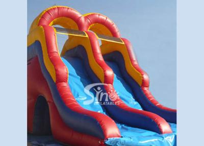 China 5 mts high double lane kids inflatable water slide with big water pool for sale