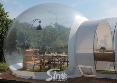 中国 Glampingのための鉄骨フレームのカプセルのトンネルが付いている屋外の5m明確な上リゾートの膨脹可能な泡キャンプ テント 販売のため