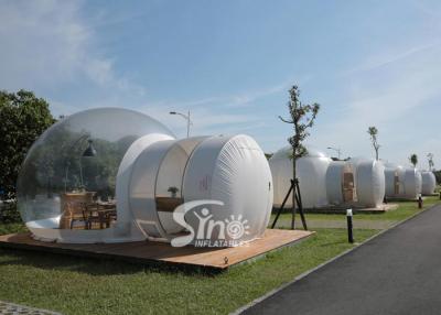 中国 Glampingのための鉄骨フレームのカプセルのトンネルが付いている屋外の5m明確な上リゾートの膨脹可能な泡キャンプ テント 販売のため