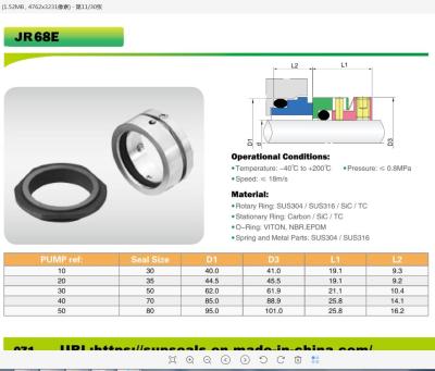 China Wave Spring 68E Single Mechanical Seal Speed Less 25m/S for sale