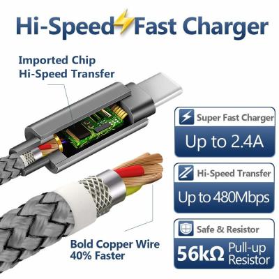 China 2m 3m USB Data Transfer Cables USB A USB 3.1 Sync Data Transferring 2.4A for sale
