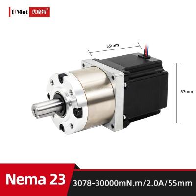Cina 57 mm ibrido 2 fase Nema 23 trasmissione planetaria motore passo a passo con ingranaggi per tacker solare in vendita