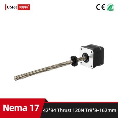 China 2-fase Nema 17 lineaire stappenmotor met 1A/1A/1.68A/1.5A stroom en aangepaste schroef Te koop